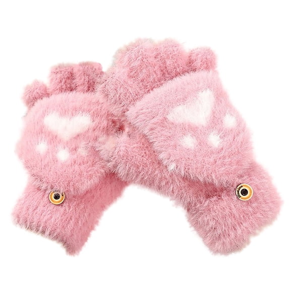 DFEK Winter Student Children's Half Finger Flip Cartoon Thickened Warm ...