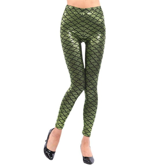 DFEK Women High Waisted Tight Mermaid Fish Scale Printed Leggings ...