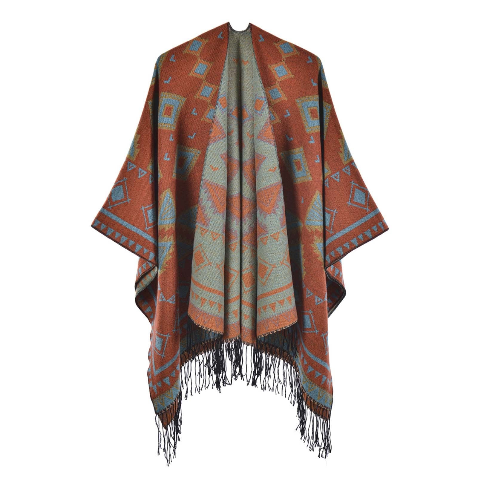 DFEK Women's Fashionable Printed Shawl Wrap Soft Warm Double Thickened ...