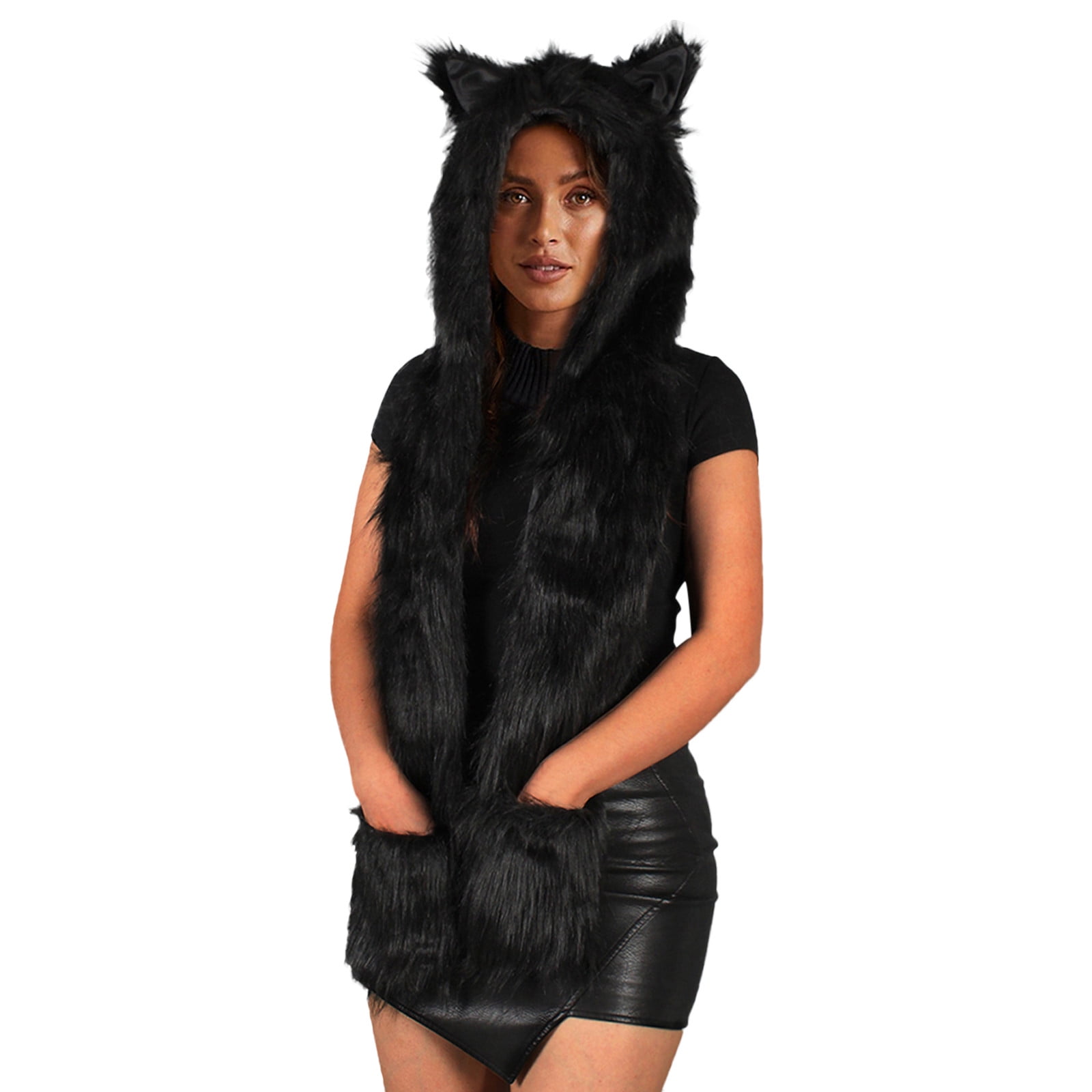 DFEK Women's Multipurpose Winter Warm Animal Hat Scarf and Mitten Set ...