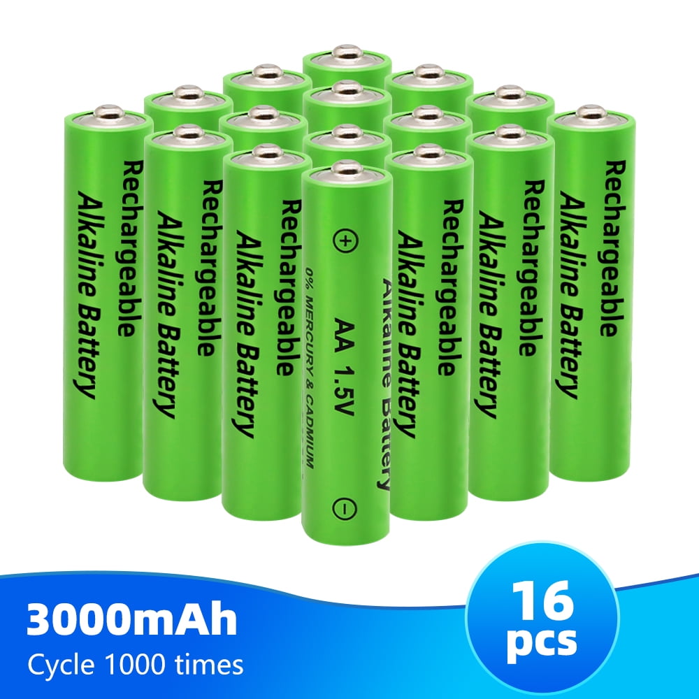 DFITO 16 Pcs 1.5VAA Rechargeable High-Performance Alkaline Batteries, Recharge up to 400-500 ...
