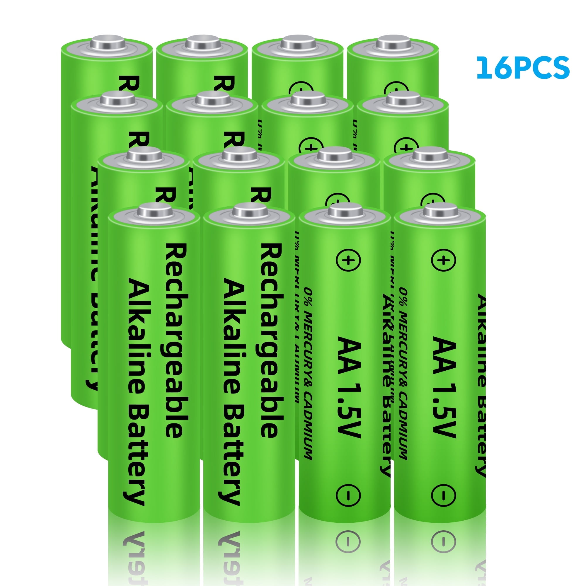DFITO High Capacity 16Pcs 1.5V AA Alkaline Rechargeable Batteries, 3000mAH Lithium Li-ion ...