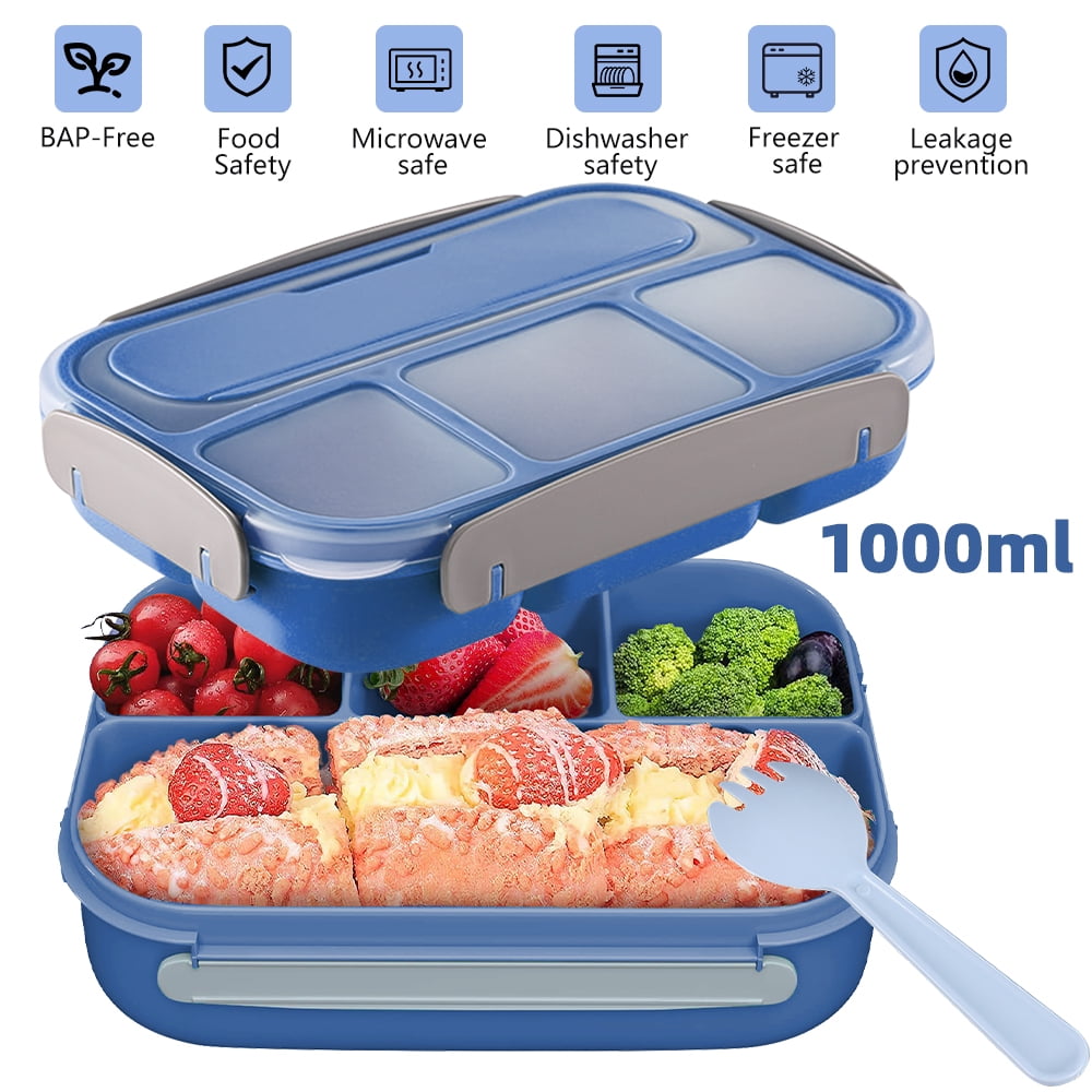 1L Lunch Box for Adult , Food Containers with 4 Compartments and Spoon ...