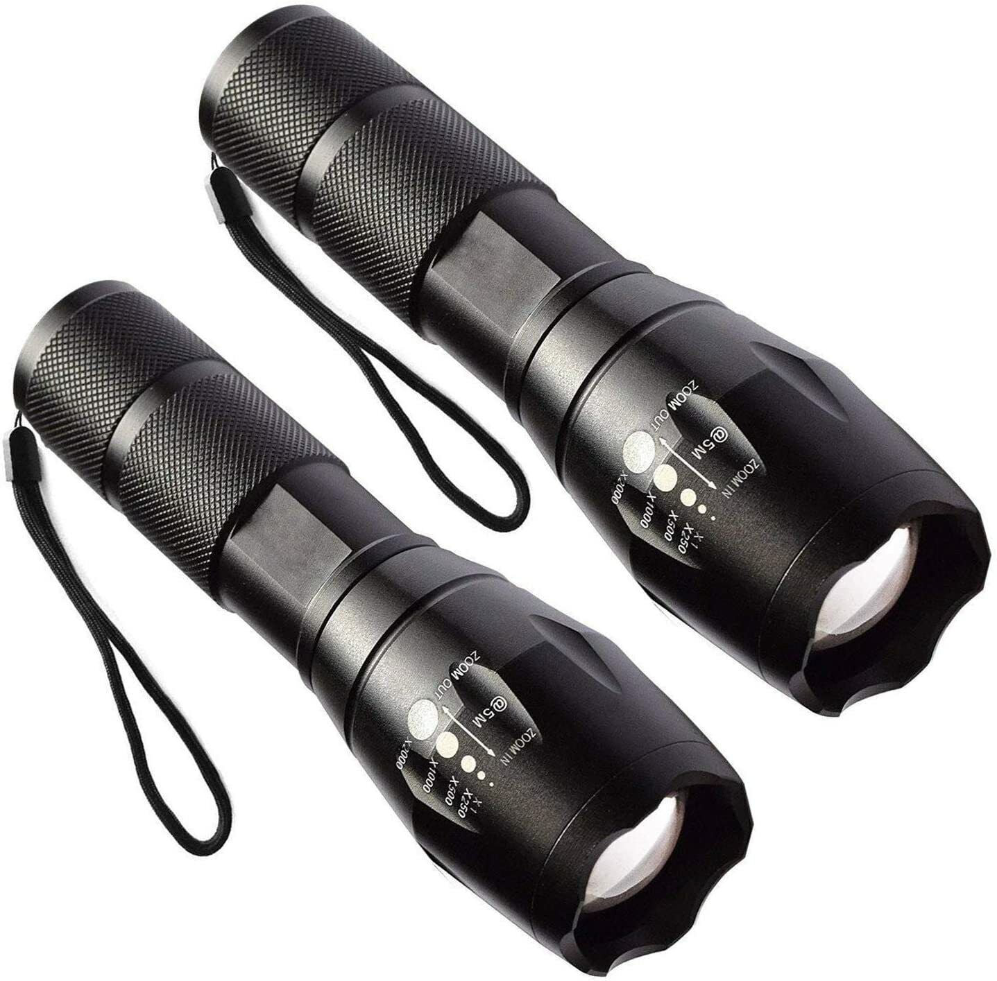 DFITO 2-Pack LED Flashlights, Zoomable Tactical Flashlights with 10000 ...