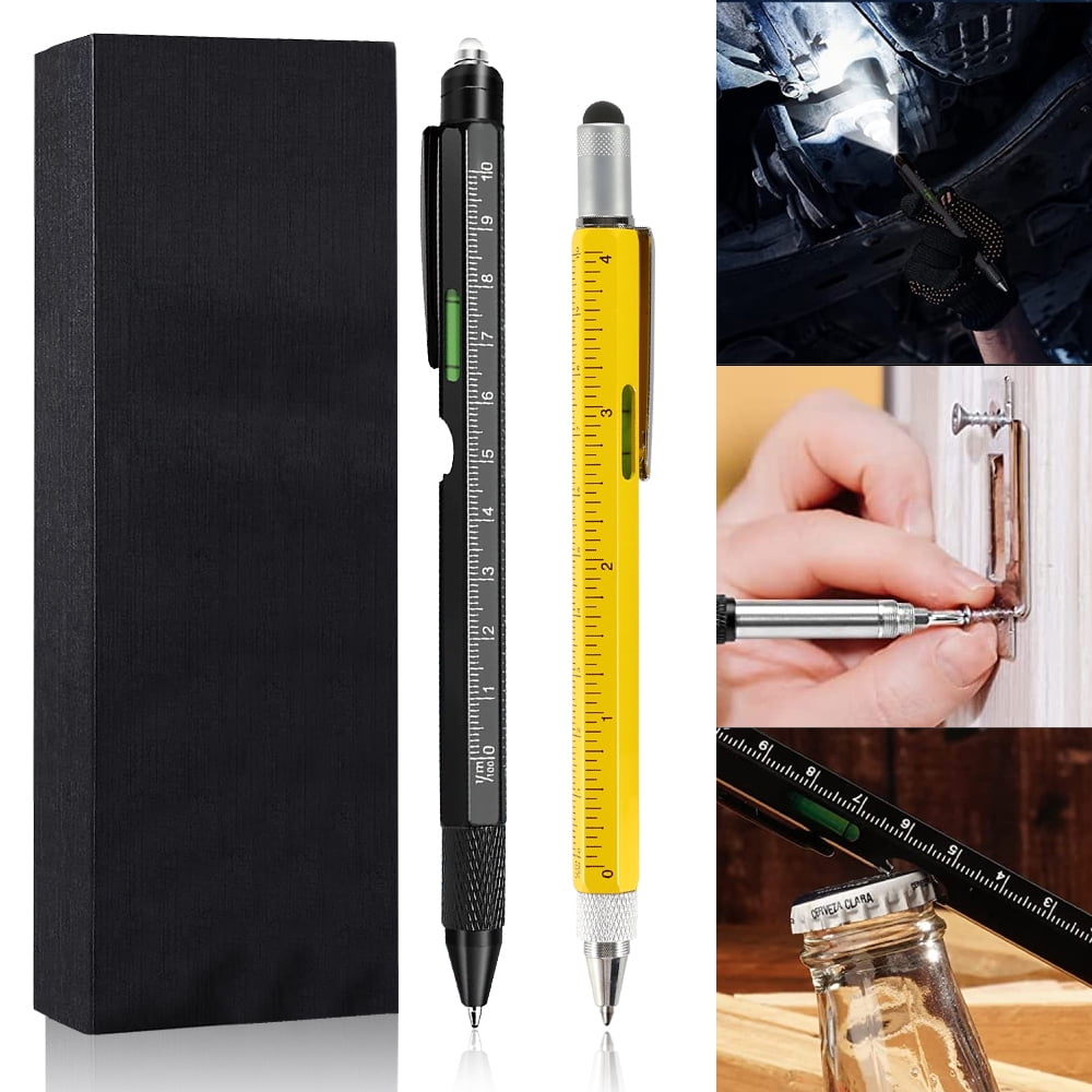 DFITO 2pcs Multi Tool Pen All in 1 Ballpoint Pen with Ruler Level ...