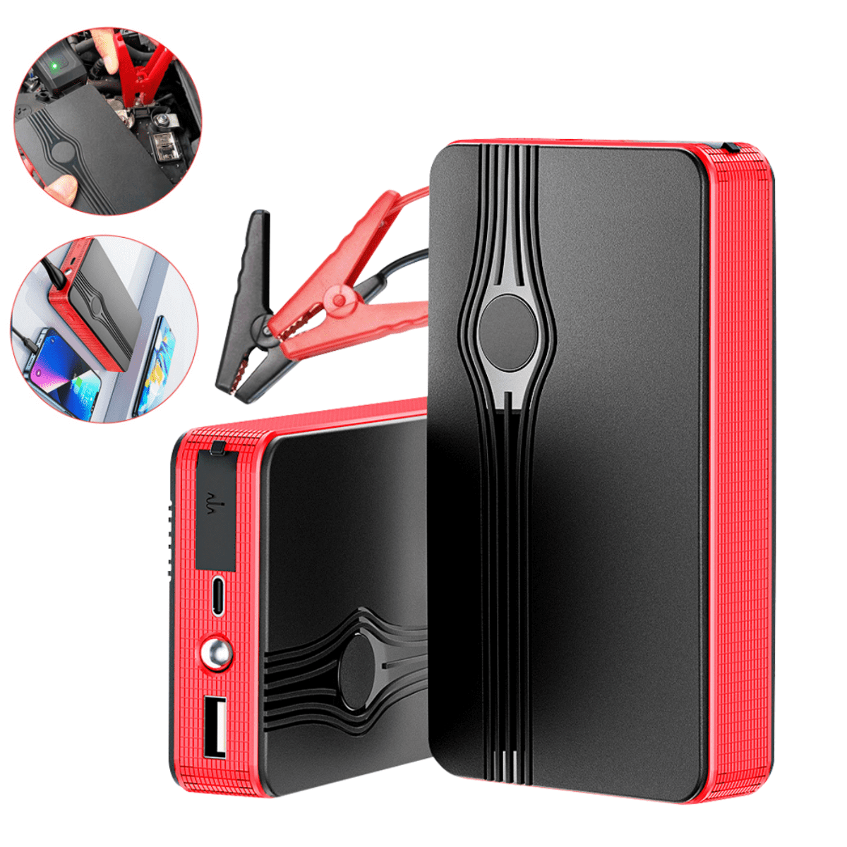 DFITO Auto Boost Car Jump Starter, 300A Peak Portable Jump Box, 12V ...