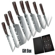 DFITO Professional Chef Kitchen Knife Set, 8 Pcs Stainless Steel with ...