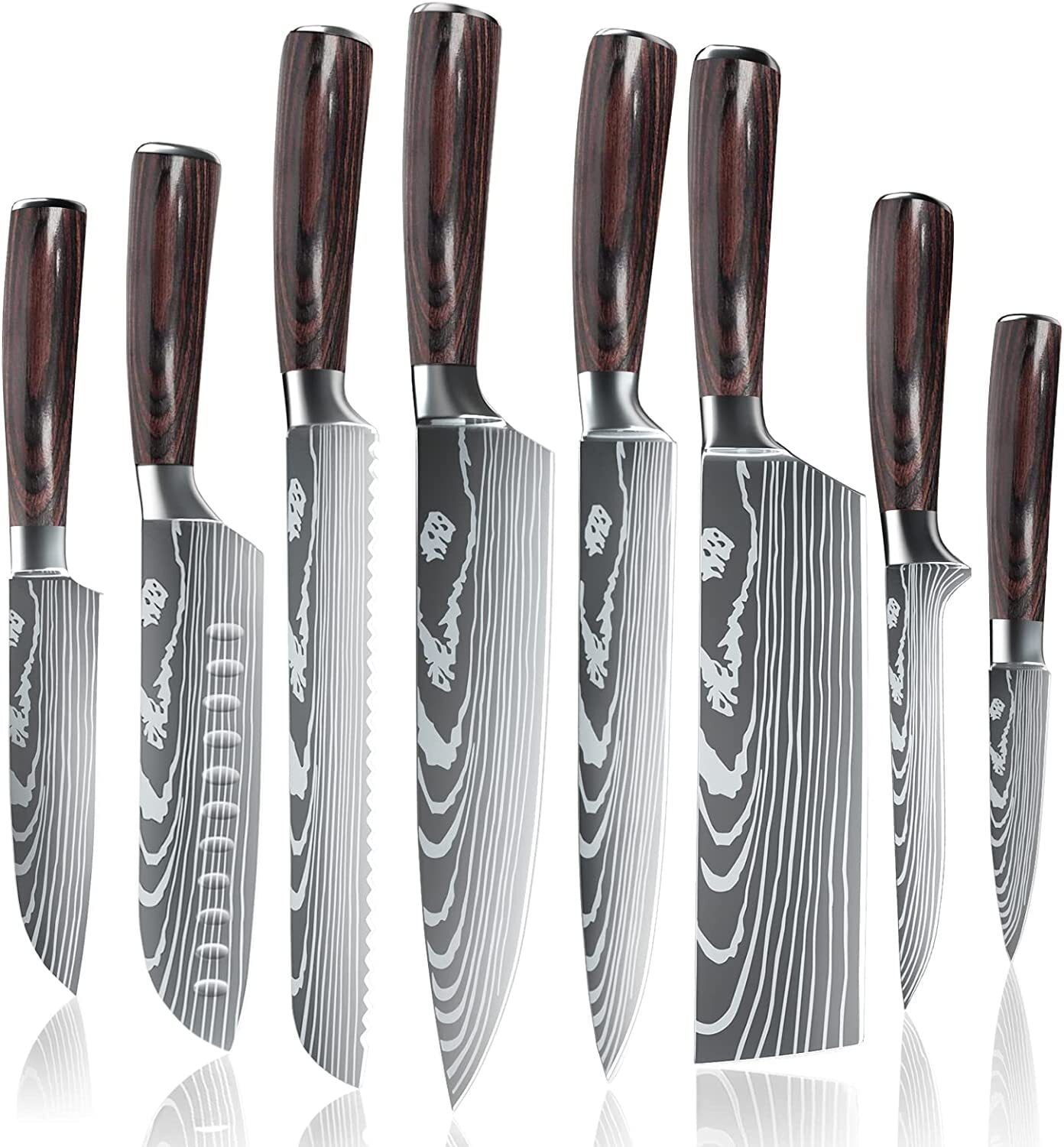 DFITO 8 Pieces Kitchen Chef Knife Sets, 3.5-8 Inch Set Knives 440A Stainless Steel Ultra Sharp ...