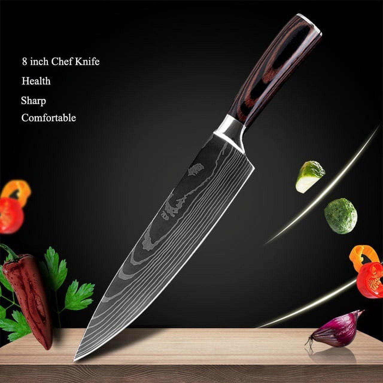 DFITO 8 inch Chef Knife, Stainless Steel Ultra Sharp Kitchen Chef Knife ...