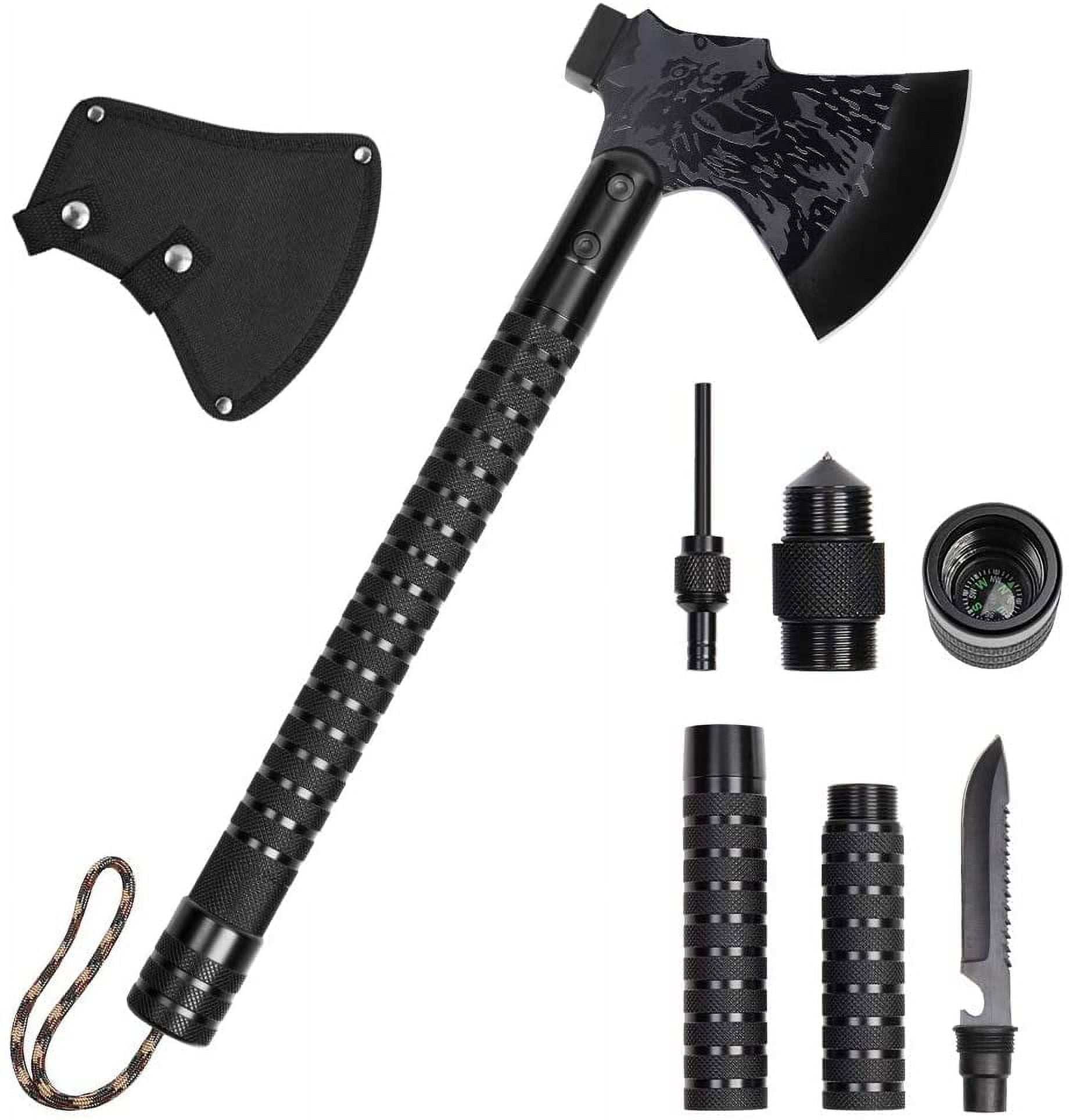 DFITO Outdoor Survival Multipurpose Kit w/Sheath Axe, Backpacking ...