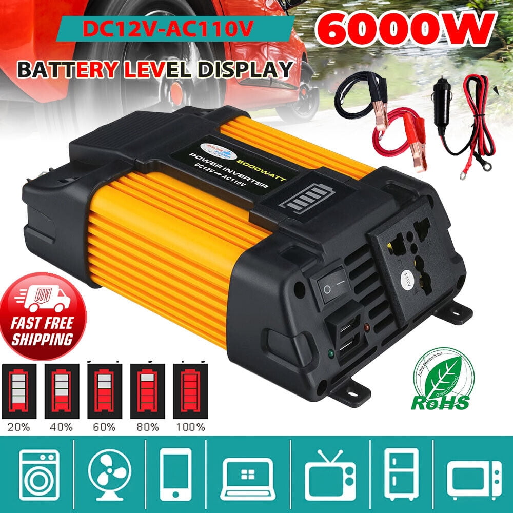 DFITO 6000W Peak Power Inverter, DC 12V to AC 110V for RV, Caravan ...