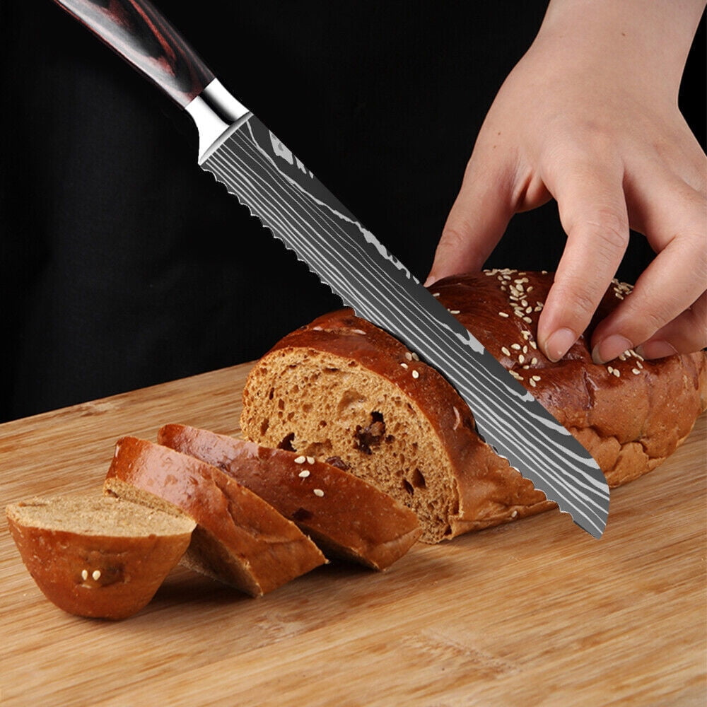 DFITO Kitchen Bread Knife Japanese High Carbon Stainless Steel Damascus ...
