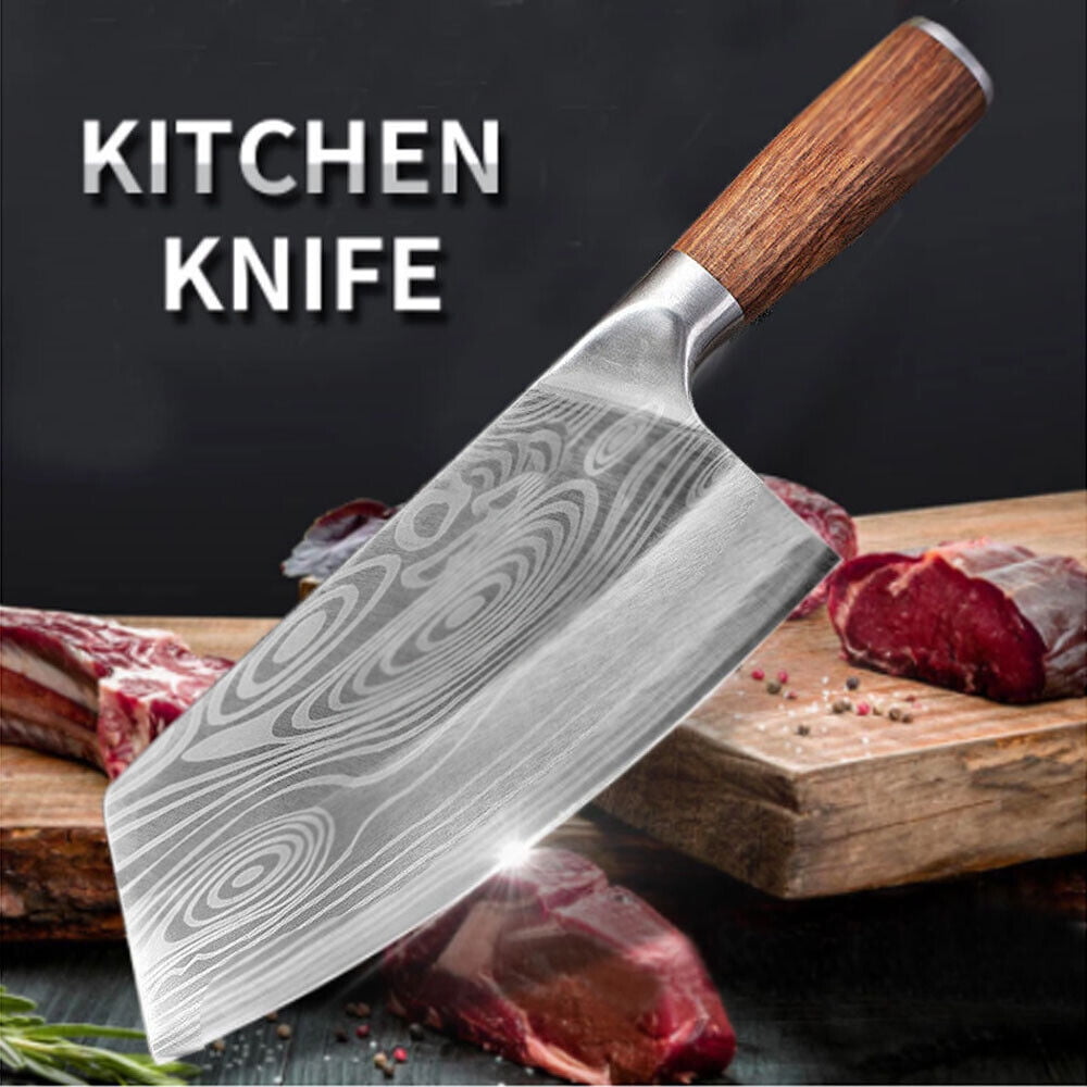 DFITO Kitchen Butcher Knife Stainless Steel 7 inch Chef Meat Chopping ...
