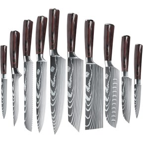 DFITO Professional Chef Kitchen Knife Set, 8 Pcs Stainless Steel with ...