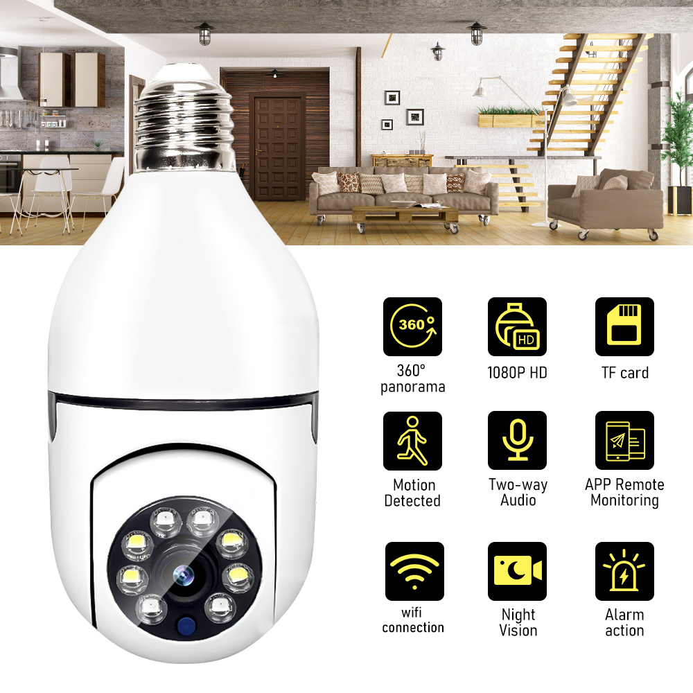 DFITO Light Bulb Camera 1080P,E27 Ptz Smart Bulb 360 Security Camera ...
