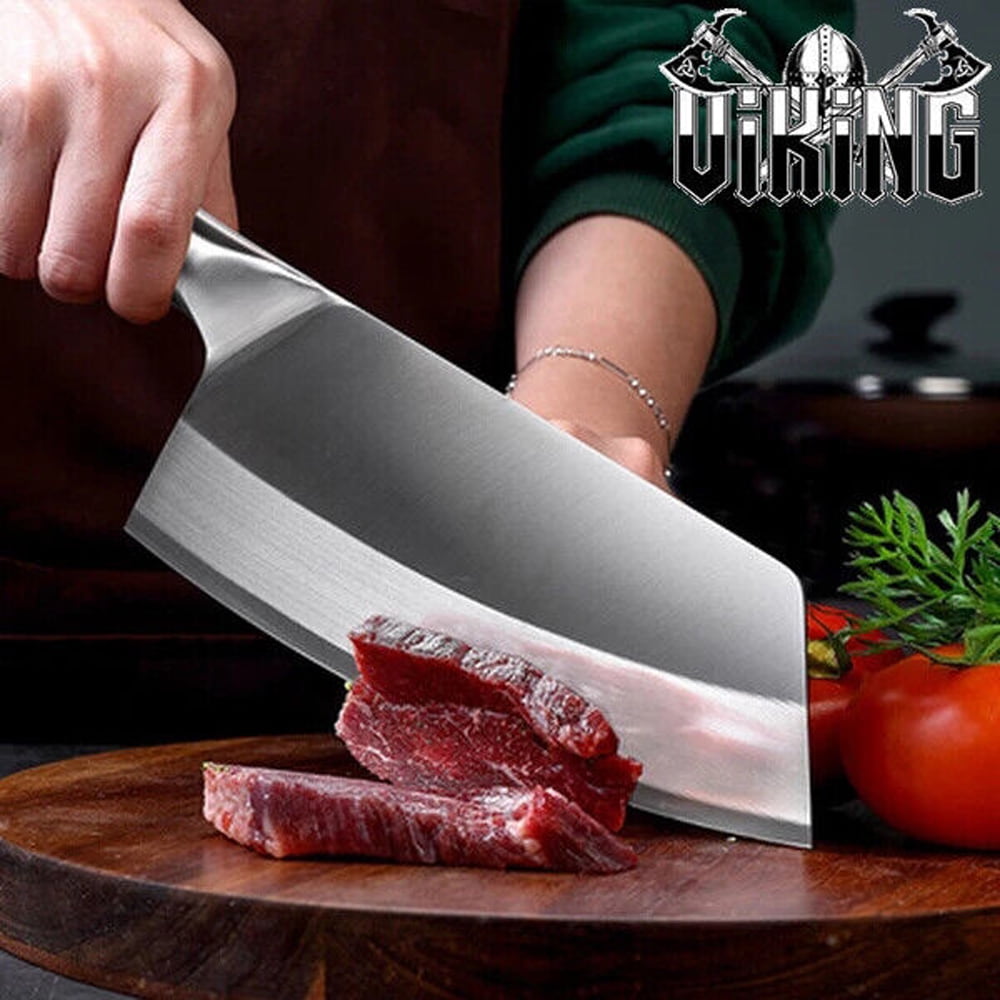 DFITO Meat Cleaver, 7.87 Inch Sharp Butcher Knife, Stainless Steel Meat ...
