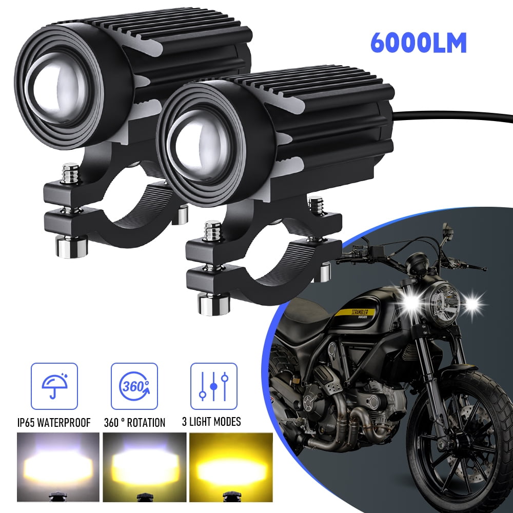 DFITO Motorcycle Driving Lights 6000LM Mini Led Headlights Fog Lights 60W 6000K Super Bright ...