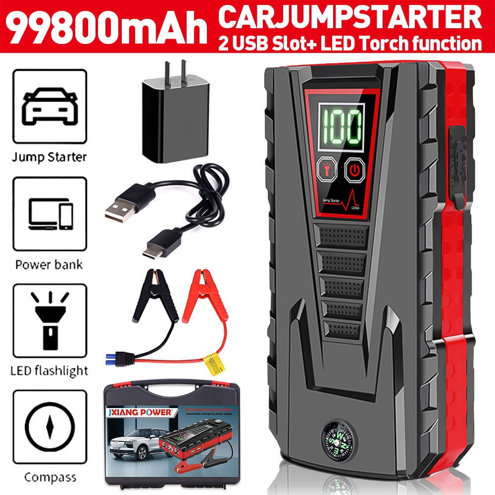 DFITO Portable 12V 99800mAh Car Jump Starter with LCD Display Power ...