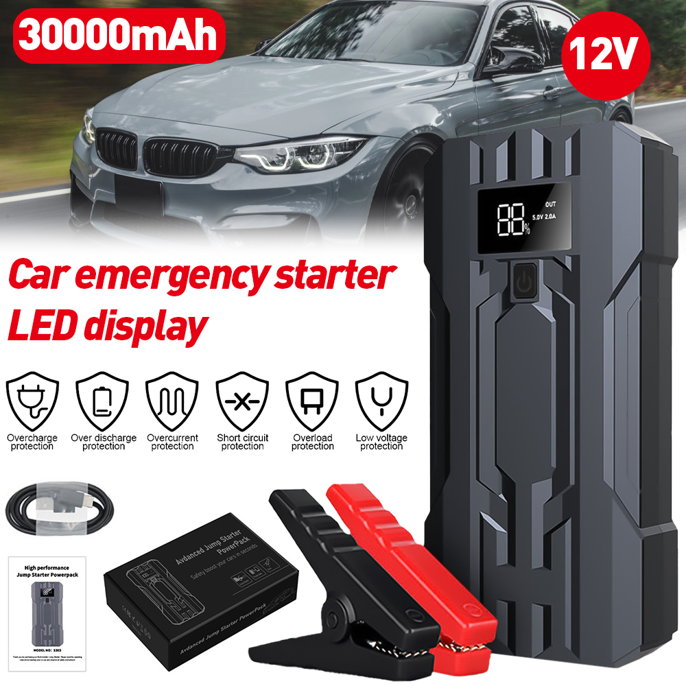 DFITO Portable 30000mAh Car Jump Starter, Car Emergency Starter Power ...
