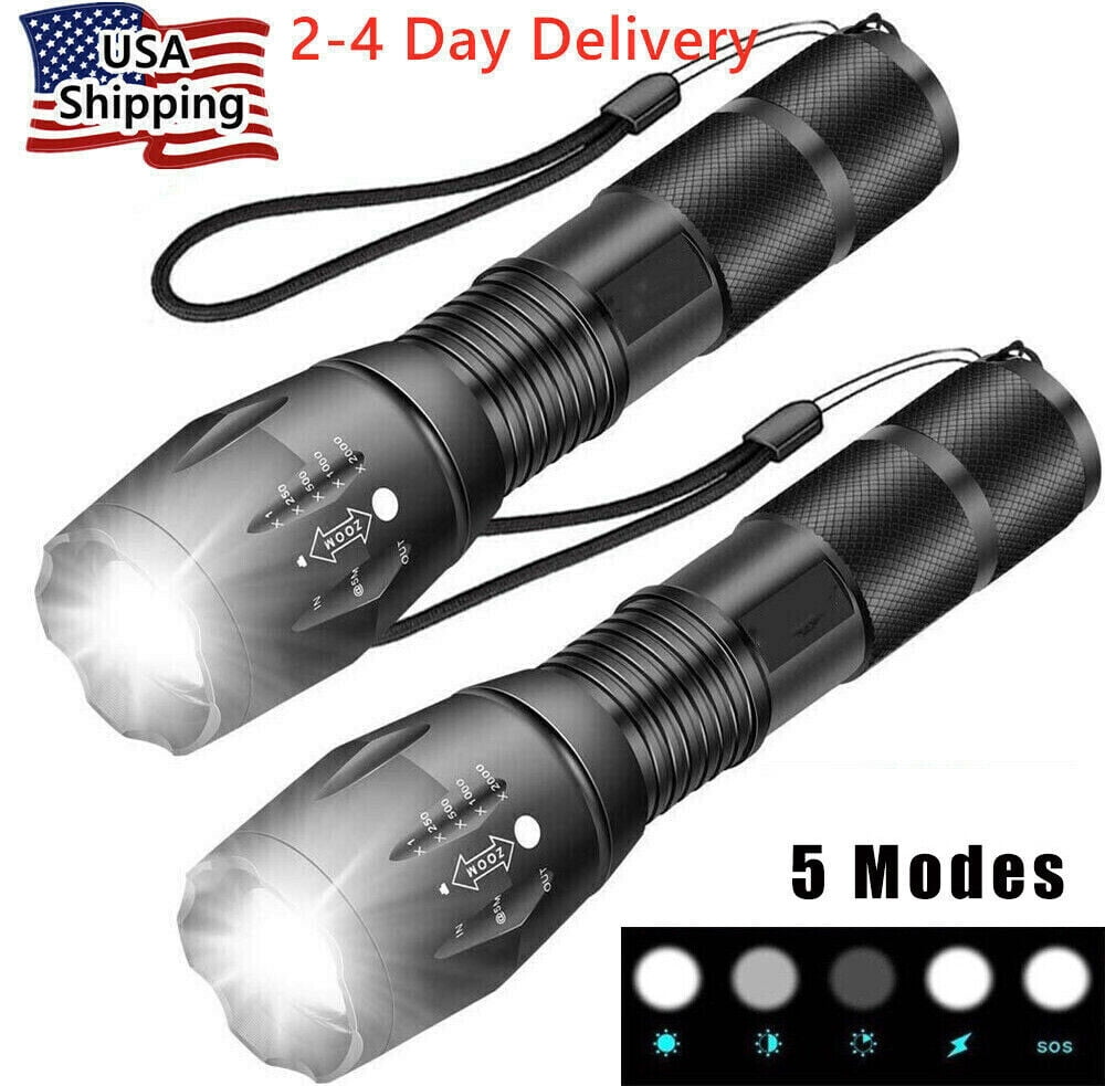 DFITO Portable LED Tactical Flashlight Rechargeable USB 5 Lighting ...