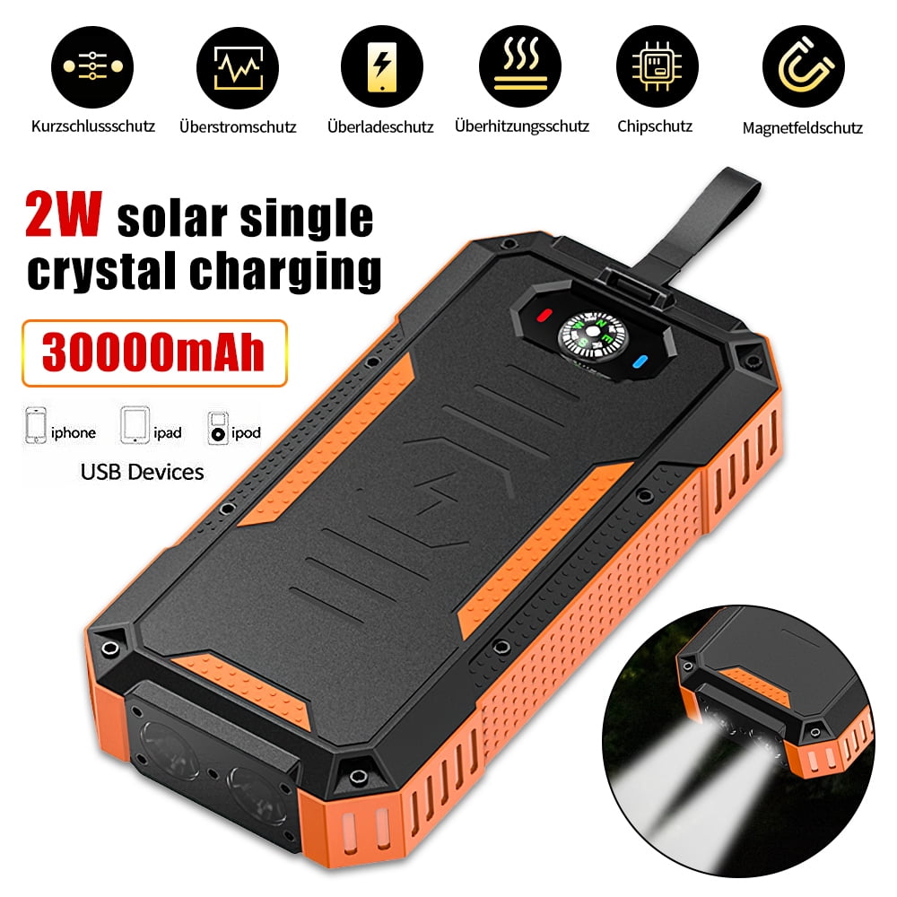 DFITO Power Bank Charger Solar 30000mAh Waterproof Battery Pack ...