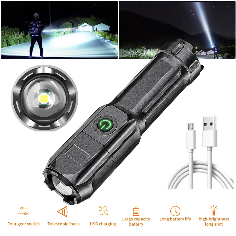 DFITO USB Rechargeable Flashlights Portable LED Flashlight 3 Lighting ...