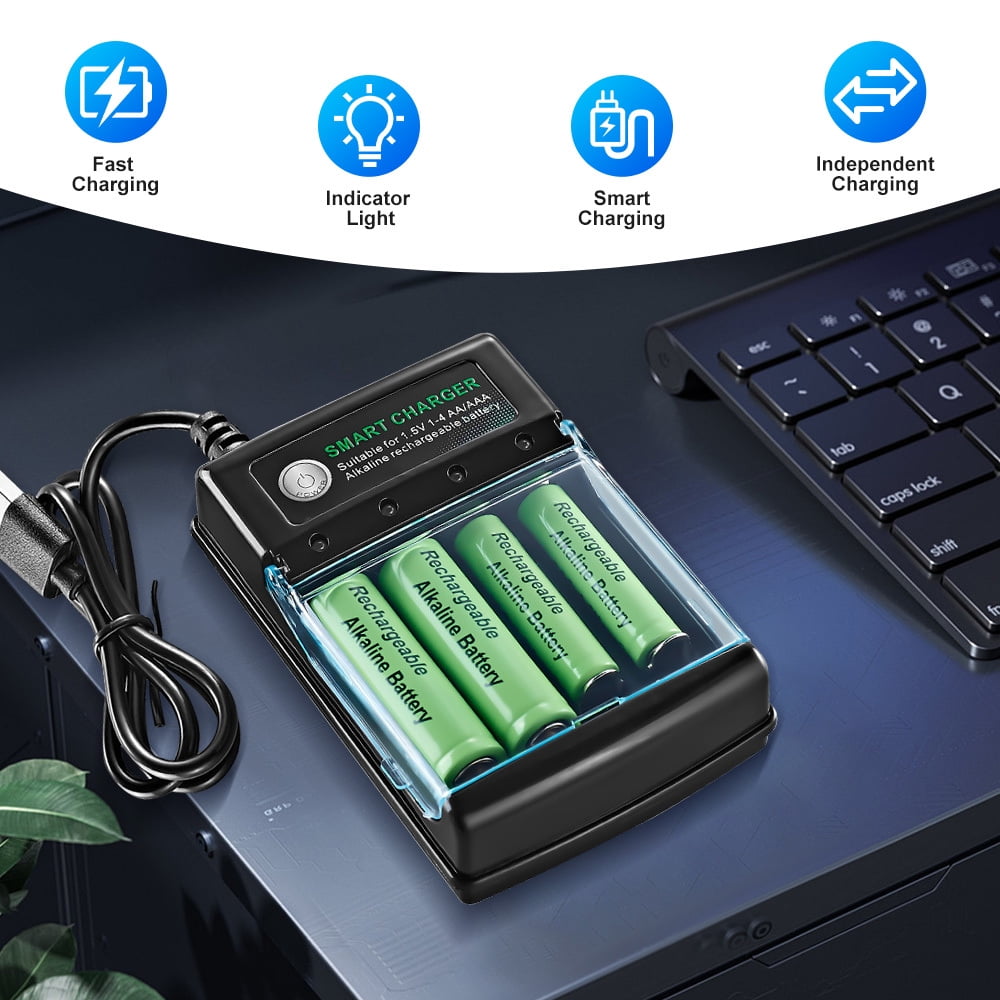 DFITO Universal 4-Slot Alkaline Battery Charger for AA AAA Batteries ...