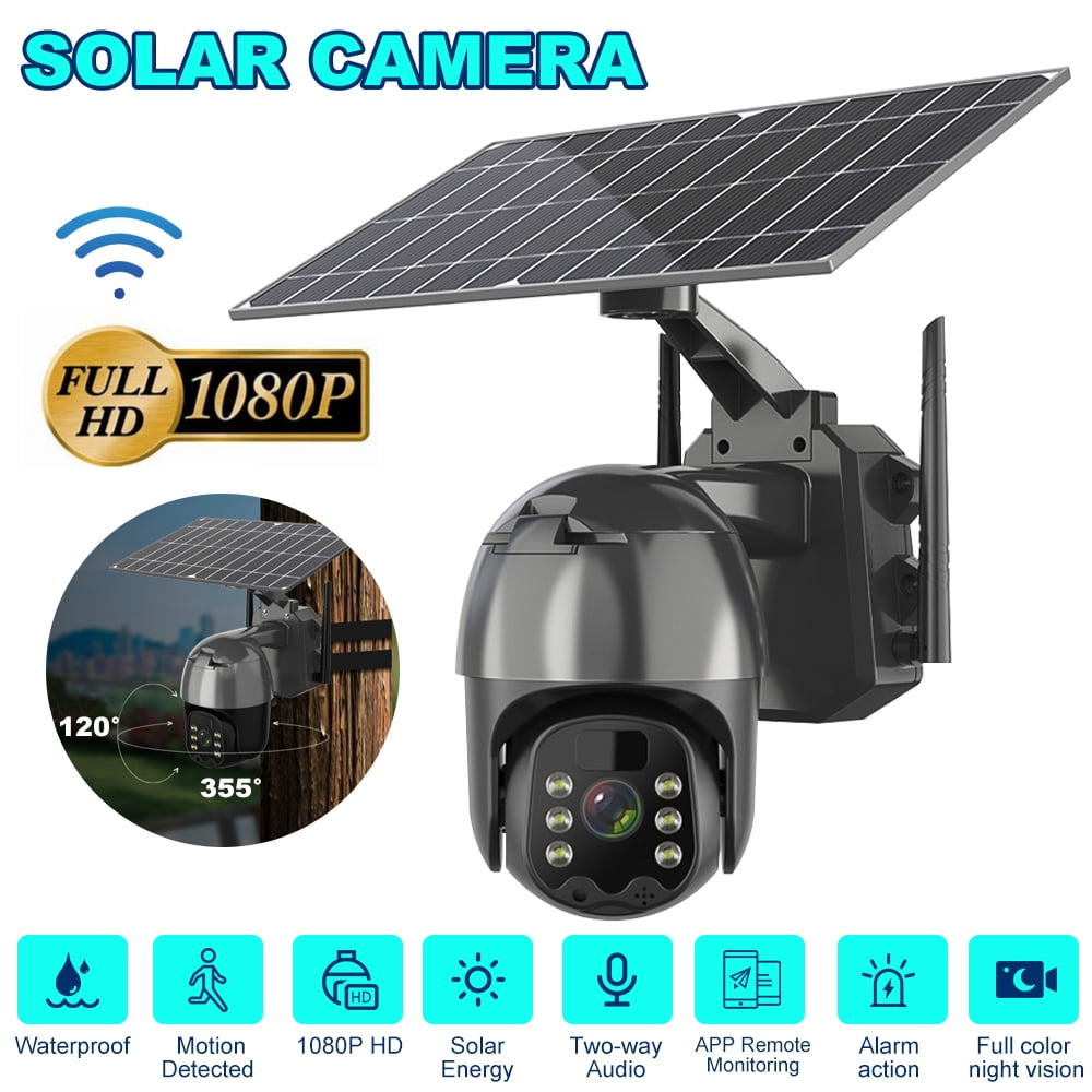 DFITO Wireless Solar Security Camera, 1080P HD Outdoor Camera WIFI PTZ ...