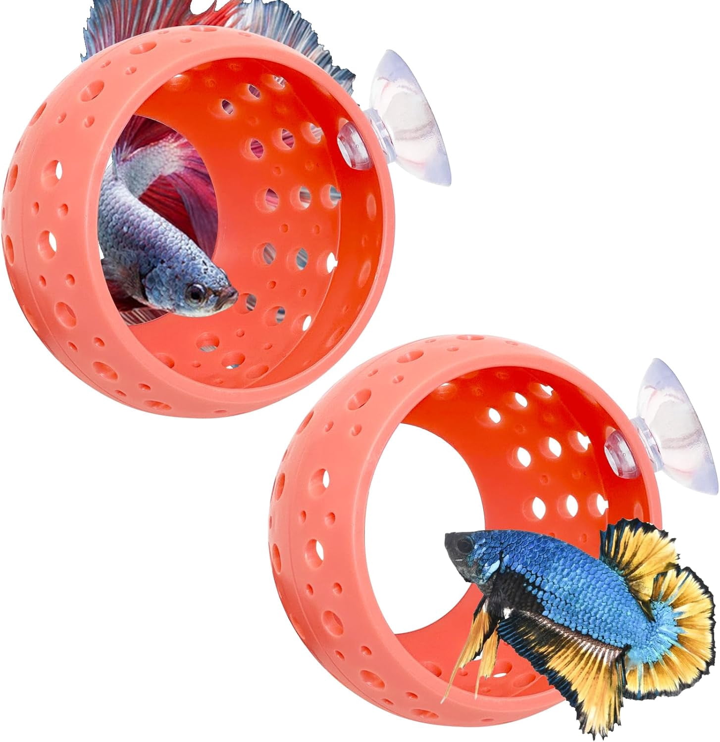 DFORD 2 PCS Betta Hide, Orange Beta Fish Tank Decor, Suction Cup Shrimp ...