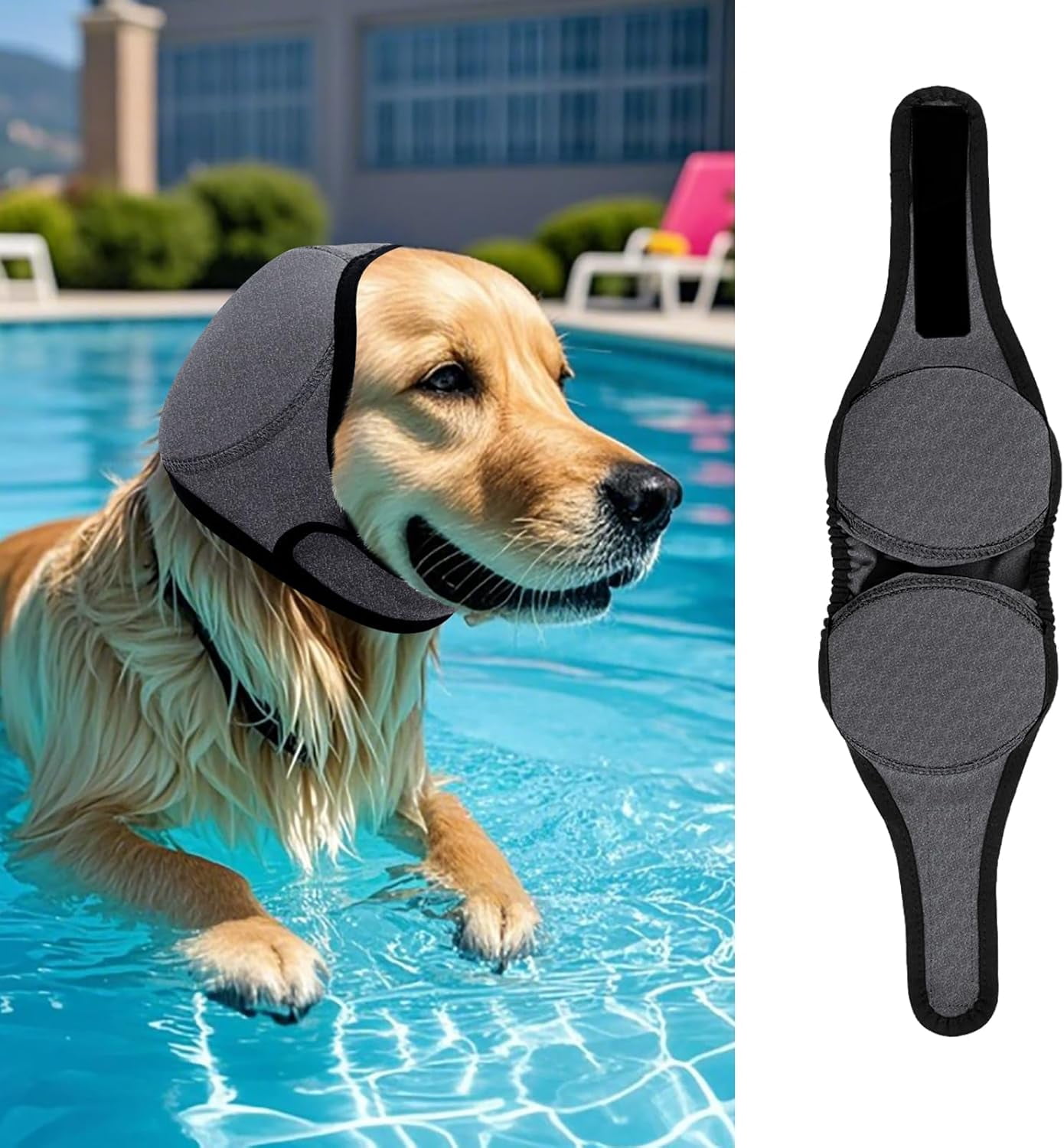DFORD Dog Ear Covers for Bath, Swimming & Grooming Water Resistant Dogs ...