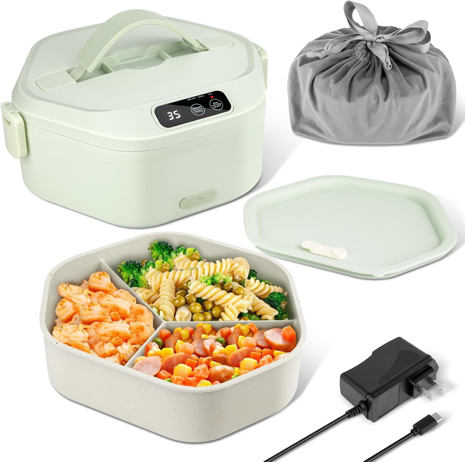 DFS Cordless Electric Lunch Box, Rechargeable Heated Lunchbox Battery ...