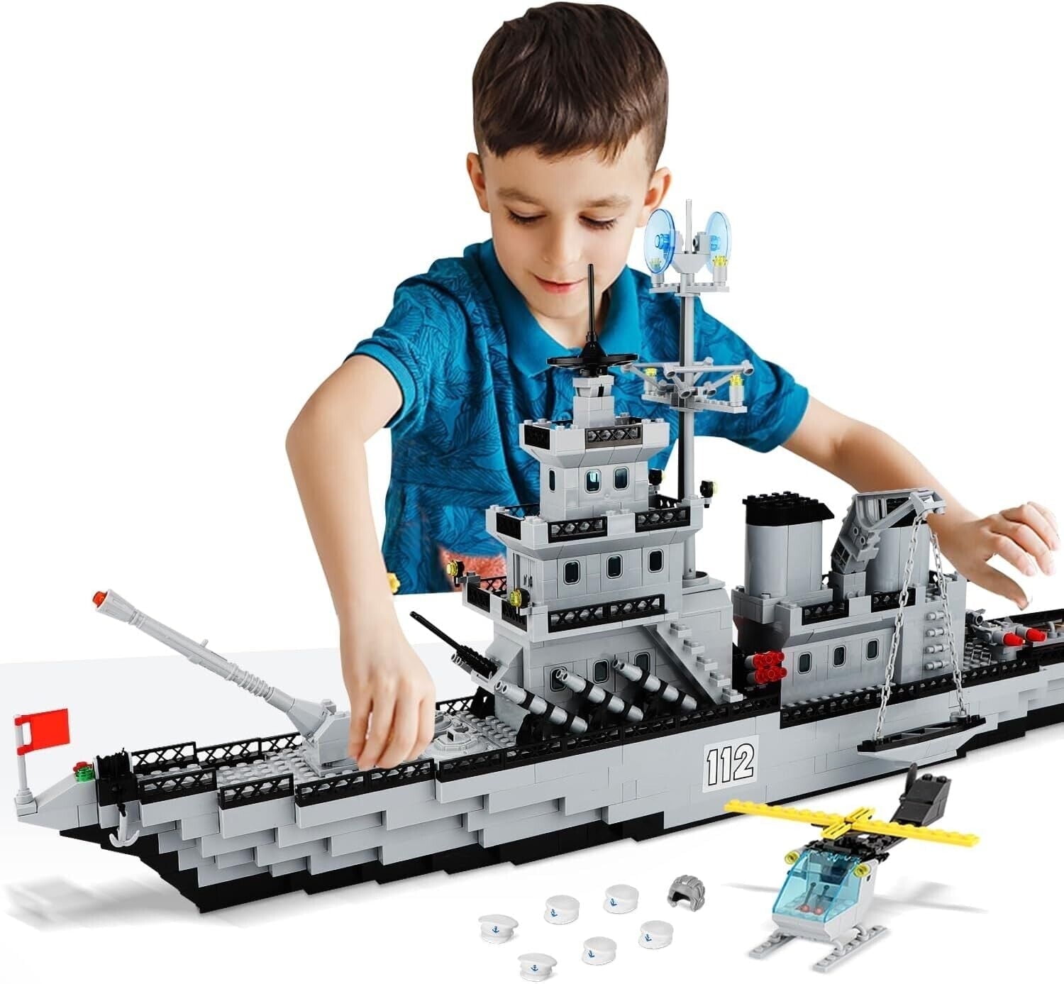 DFS WW2 Military Battleship Building Block Set, Large-Sized Cruiser Toy ...