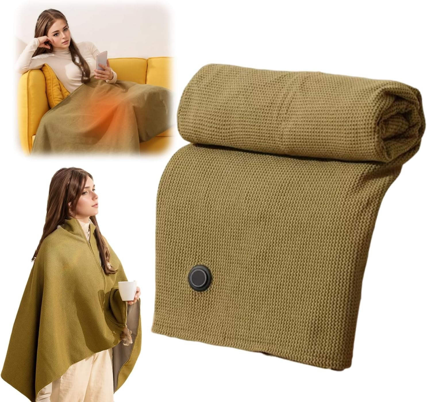DFS Wearable Electric Shawl, Fast 15s Heating Rapid Warm Blanket Wrap ...