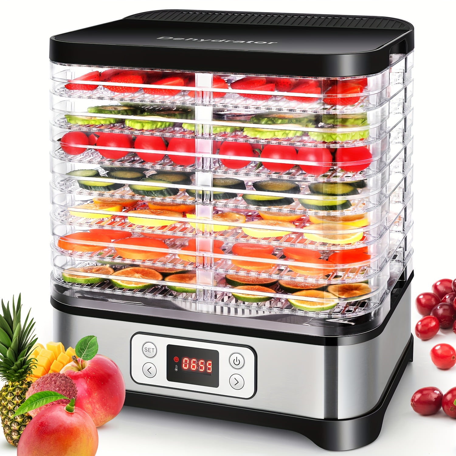 DFSDFGF32 Food Dehydrator, 8 BPA-Free Trays Dehydrator, 72-hour Timer ...