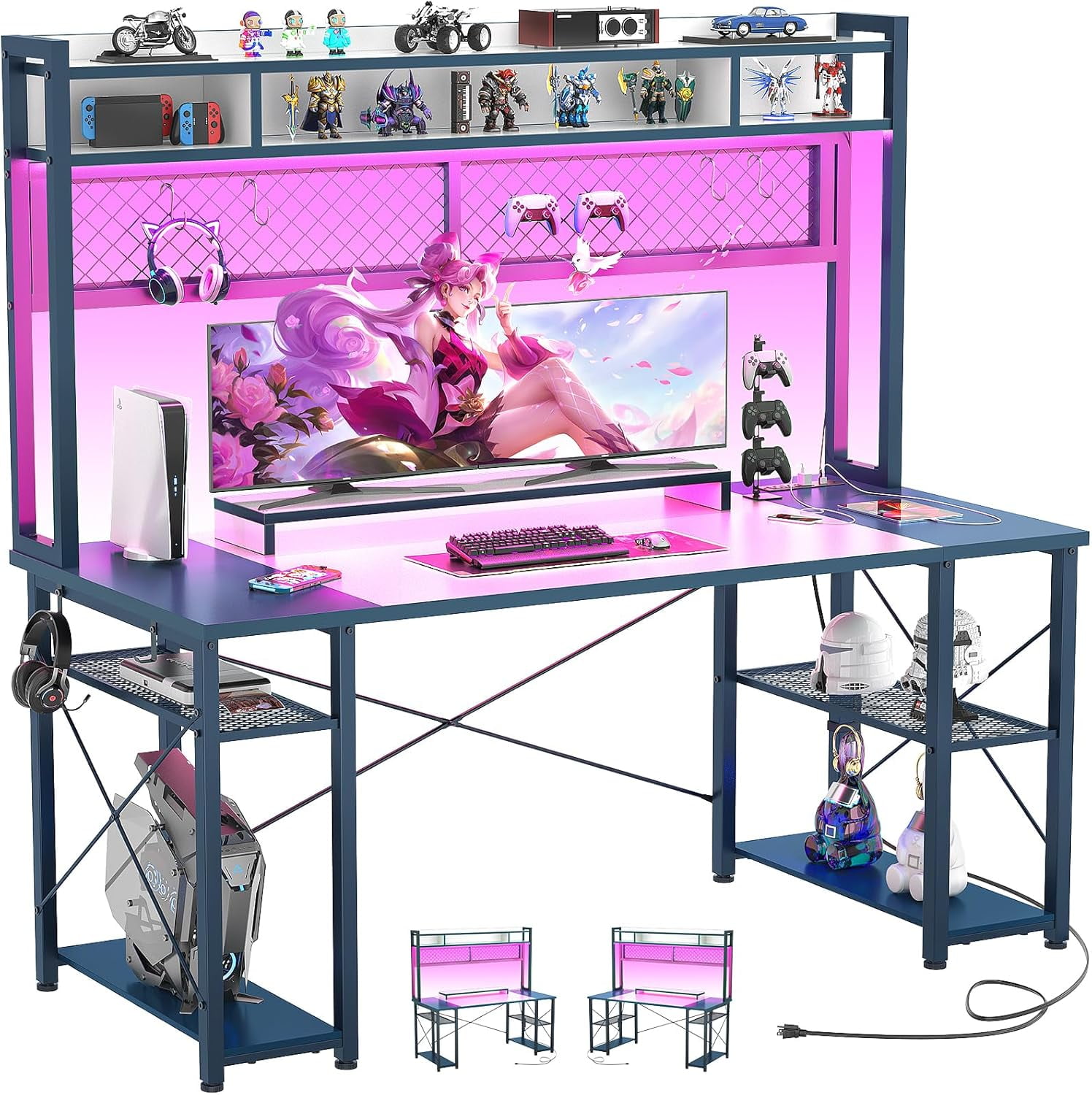 DFTFVYIBO 2024 Upgrade Gaming Desk with Hutch 48'' Magic Computer Desk ...