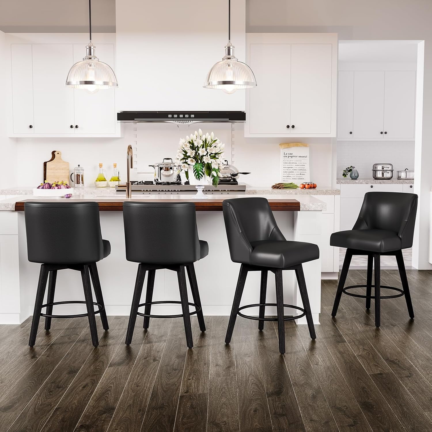 DFTFVYIBO Counter Height Swivel Bar Stools Set of 2 26 Inch Bar Stools ...