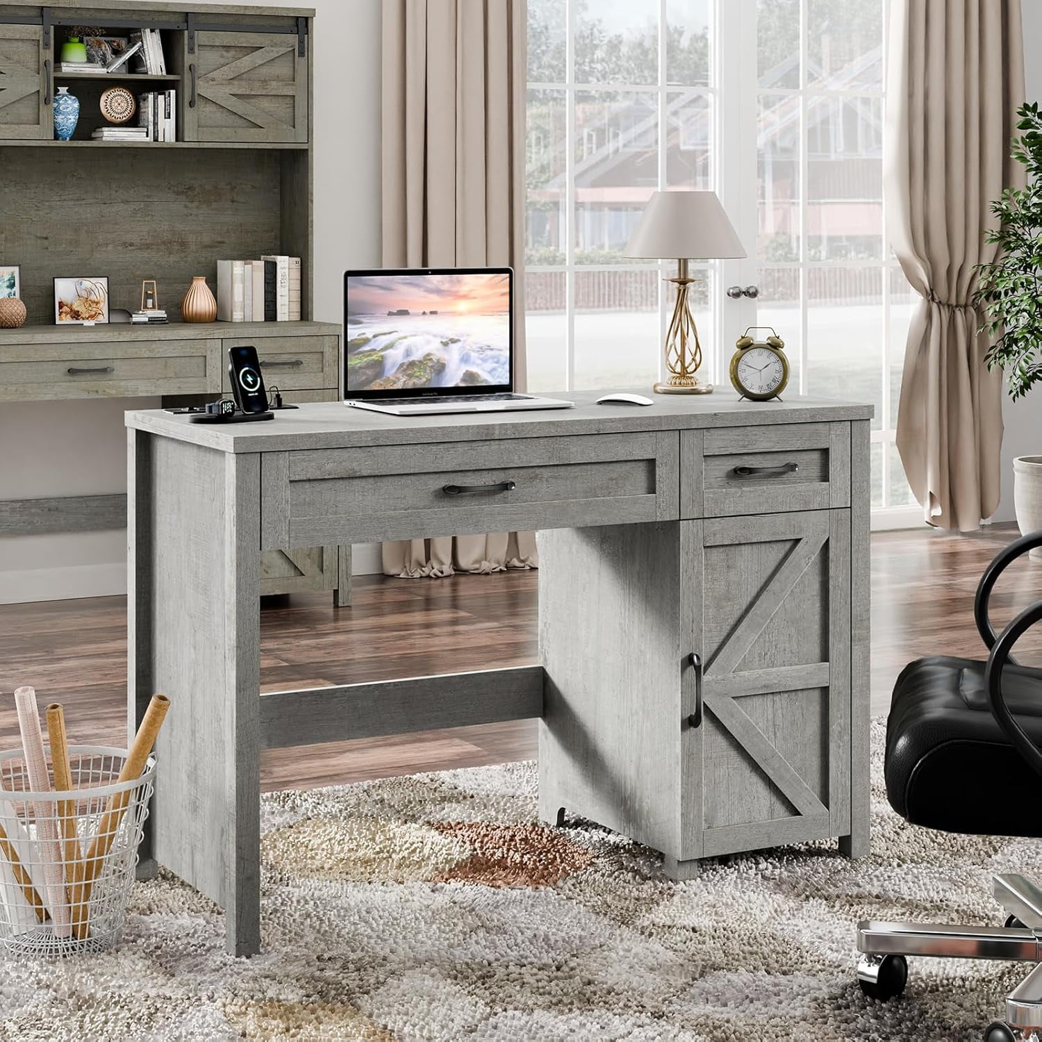 DFTFVYIBO Farmhouse 47" Executive Desk Computer Desk with Drawers and ...