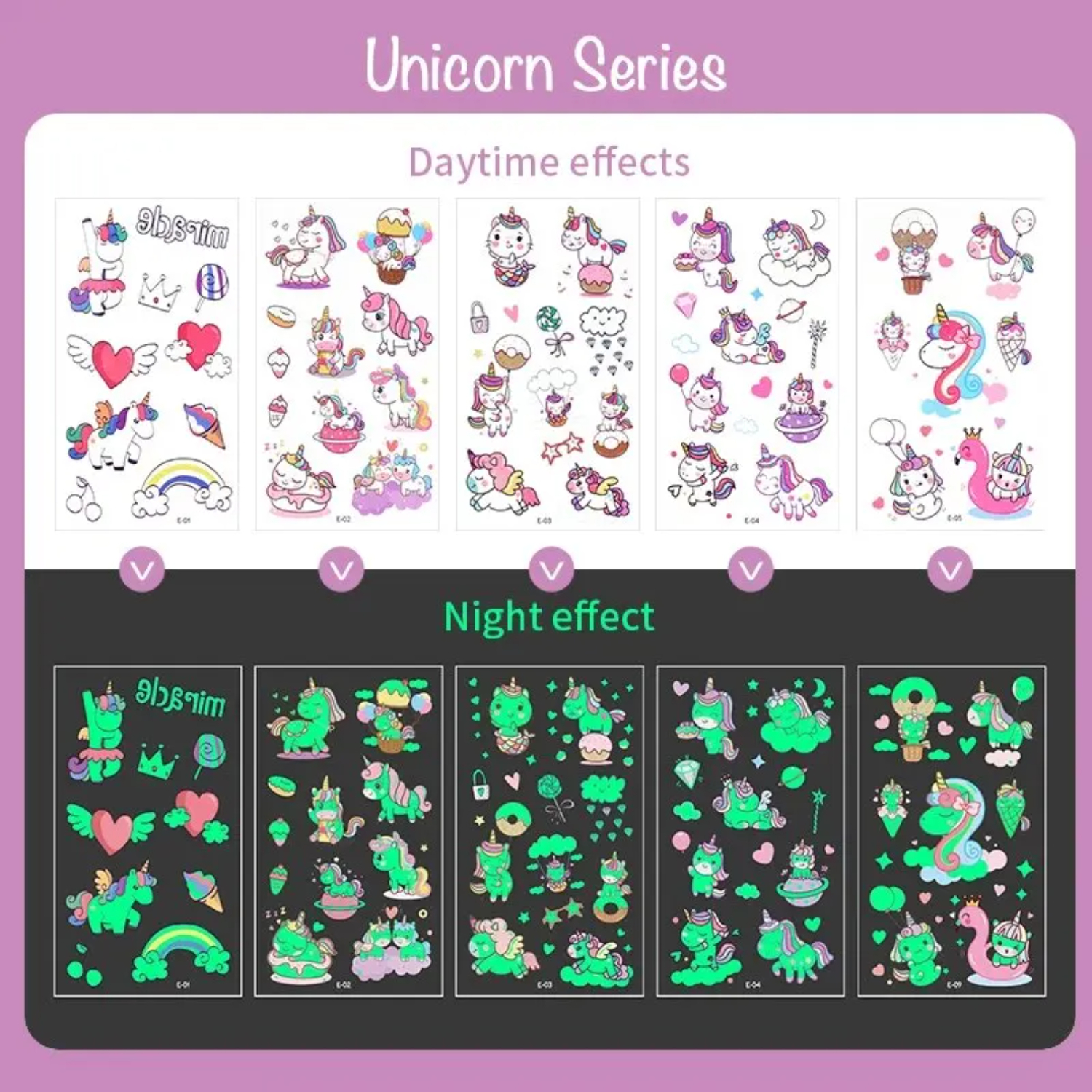 DFUDIEJ 15 Sheets Carton Lumious Tatoo Play Temporary Tatoo Sticker ...