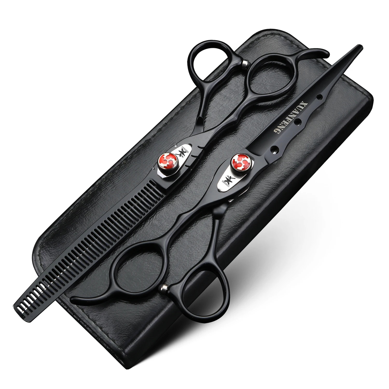 DFUDIEJ 7 inch black paint left and right hand hair scissors ...