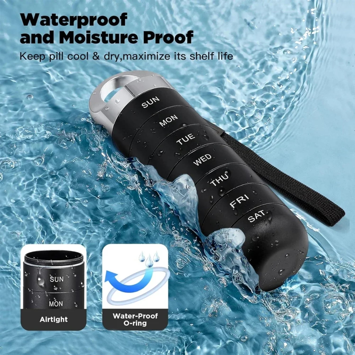 DFUDIEJ Metal Pill Organizer Weekly Stackable Waterproof Travel Pill ...