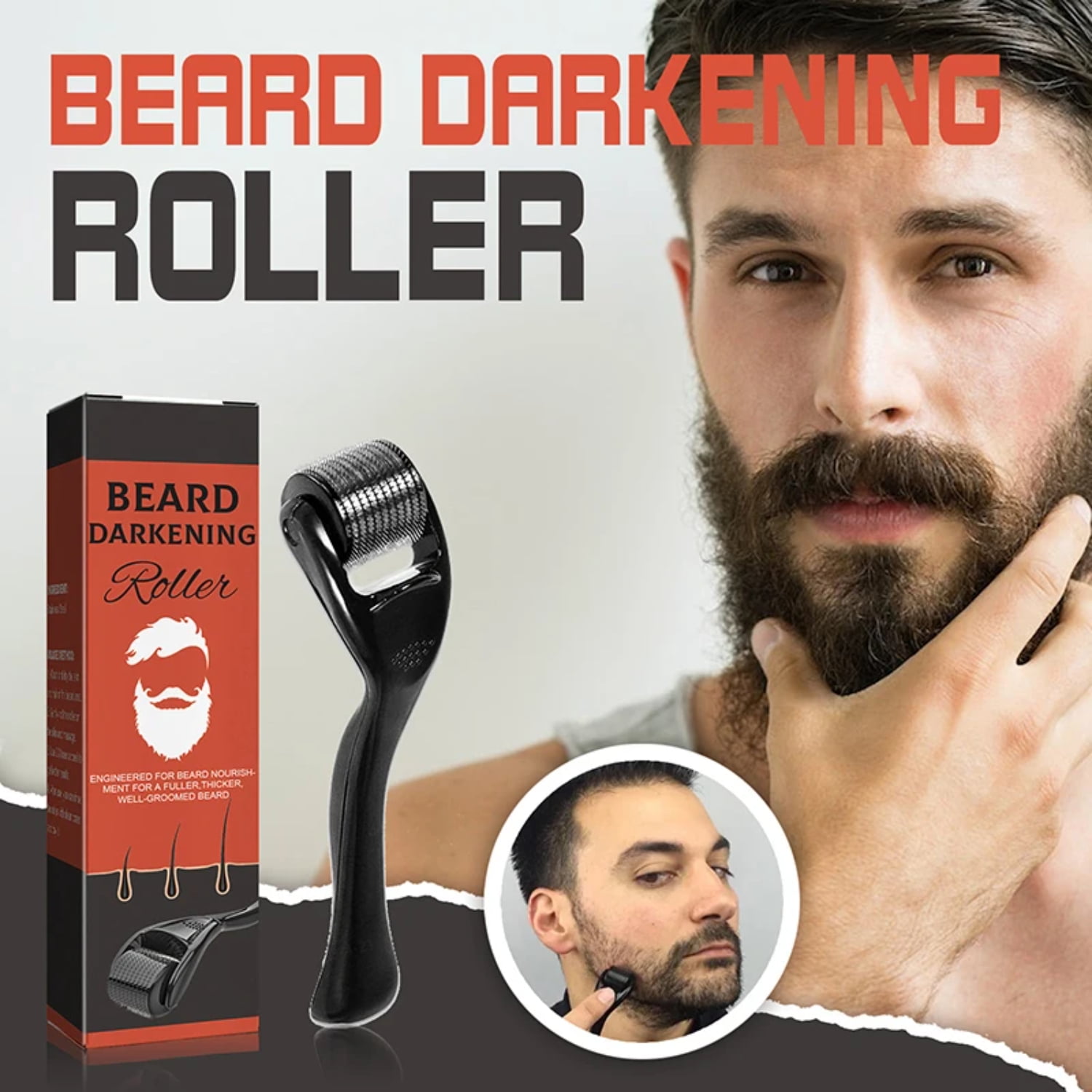 DFUDIEJ Natural Men Beard Growth Roller Kit Men‘S Oil Nourishing ...