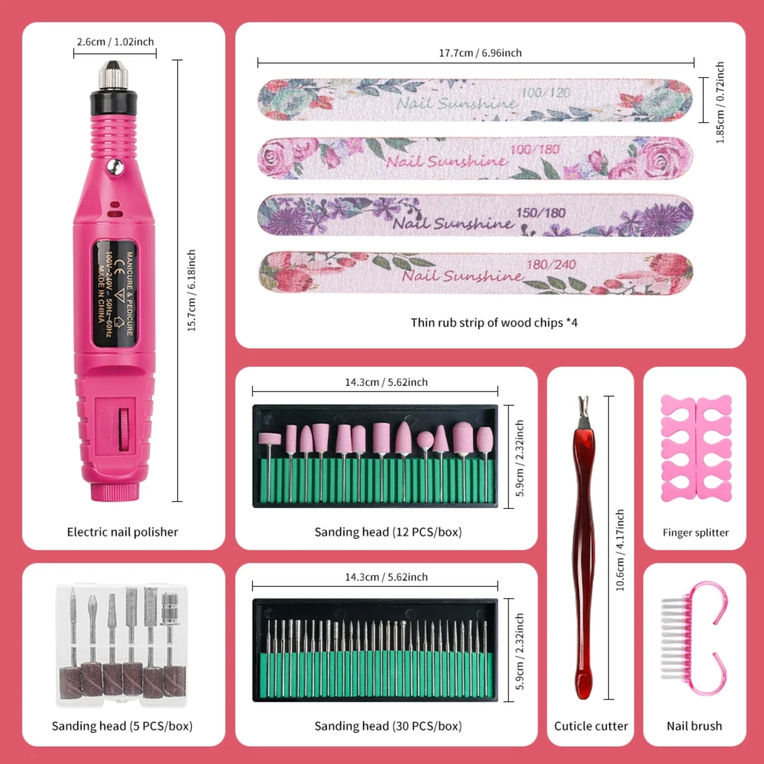 DFUDIEJ USB Portable Nail Drill Machine Milling Cutter Set Pedicure ...