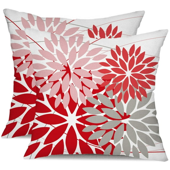 DFXSZ Outdoor Pillow Covers - 18x18 Inch Set of Pink, Red, Grey Flower ...
