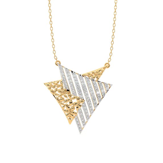 DFZ EXPORTS Interlocking Triangle Diamond Necklace for Women Gold ...