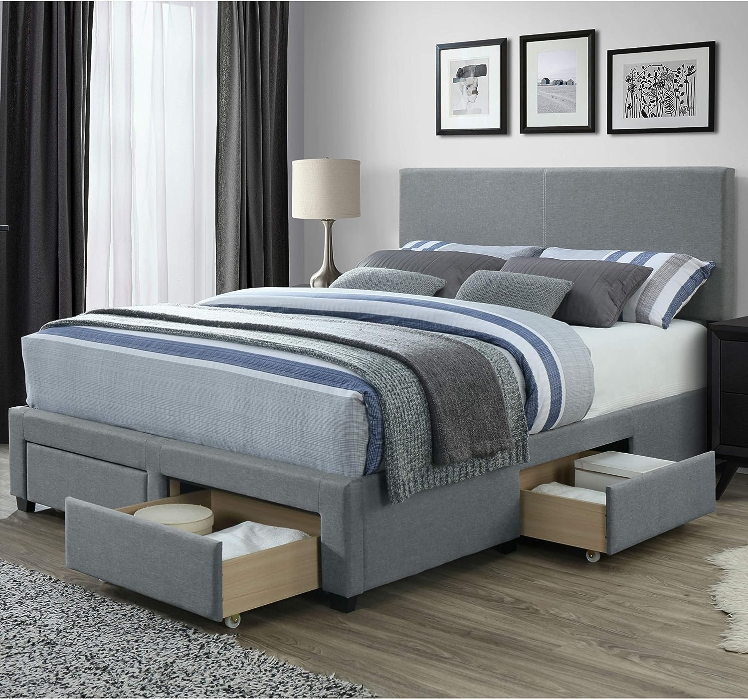 Crown Mark Florence Gray Upholstered Panel Bed, Full size - Walmart.com