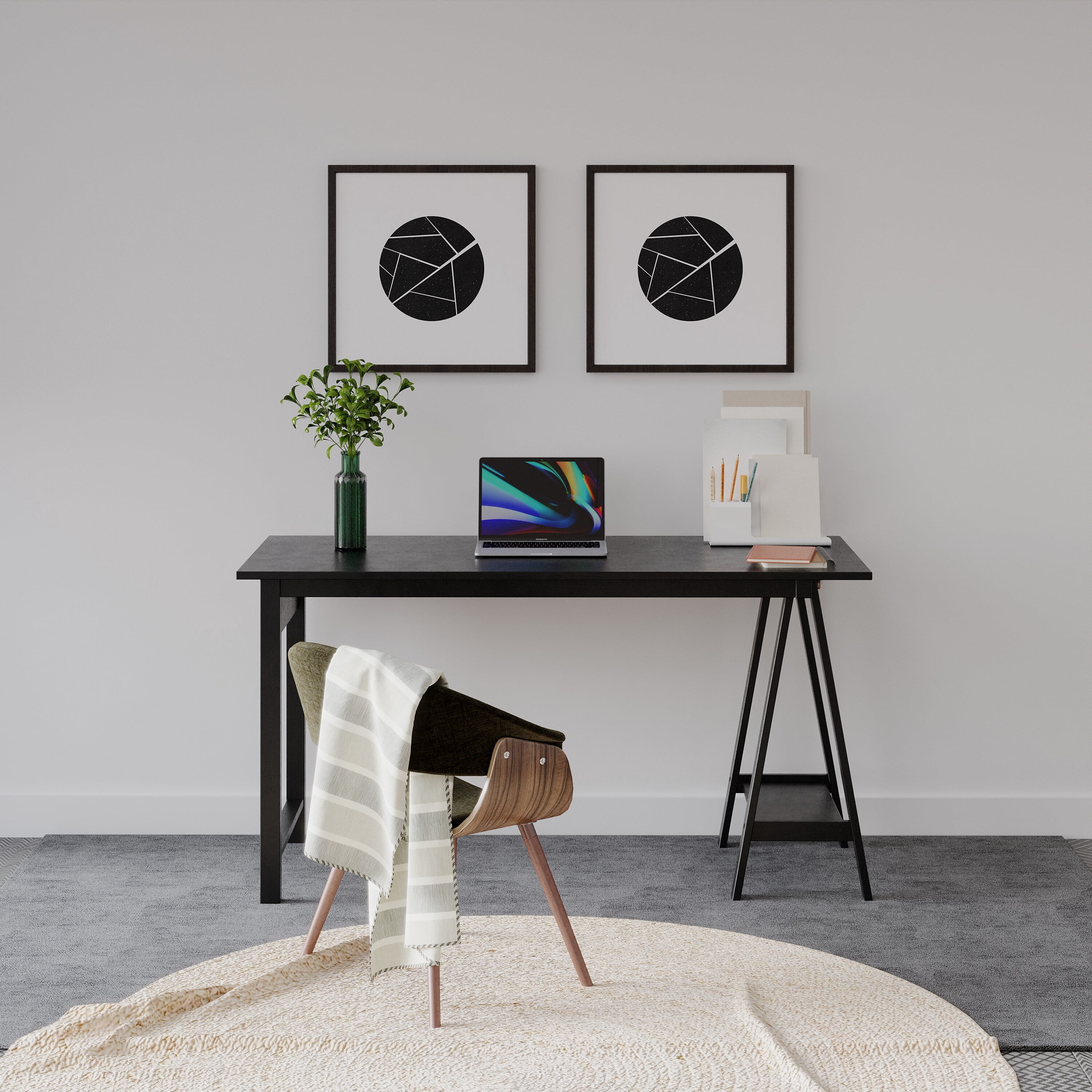 DG Casa Kota Black Solid Wood Desk Table with Shelf - Walmart.com