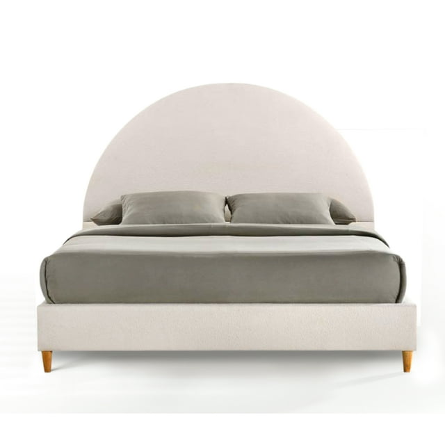 DG Casa Mila Queen Boucle Arched Headboard Platform Bed with Solid Wood Frame - Walmart.com