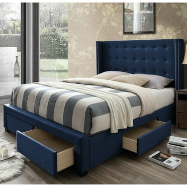 Homfa Full Size Storage Bed, 4 Drawers PU Leather Platform Bed Frame ...