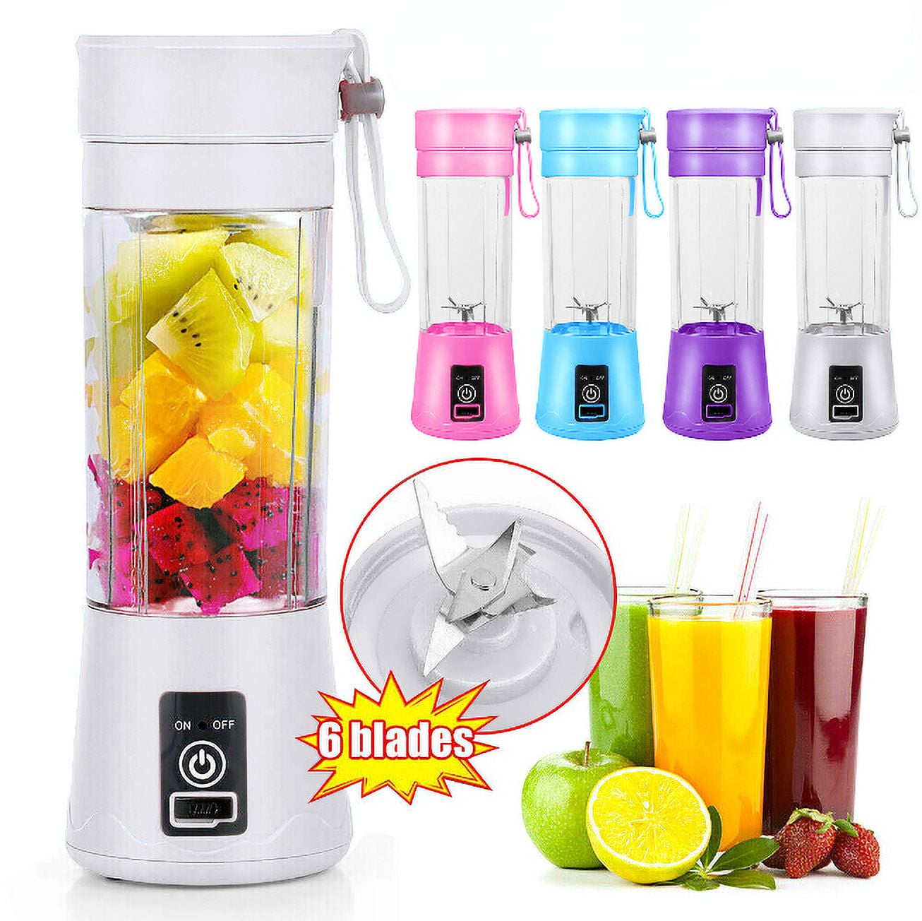 DG-Direct Portable 1800 W 380 ml 6-Speed Electric Juicer, Blue ...