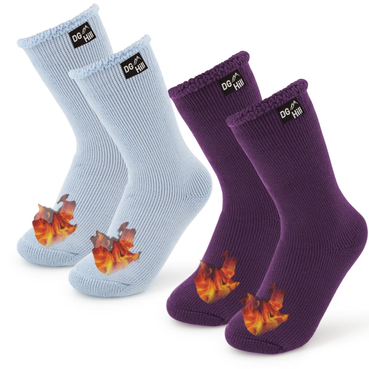 DG Hill (2 Pair) Kid's Thermal Winter Socks Thick Heat Trapping ...